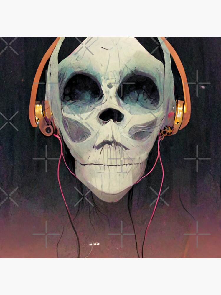"Spooky skull listening to music" Poster for Sale by Mirochan80 | Redbubble