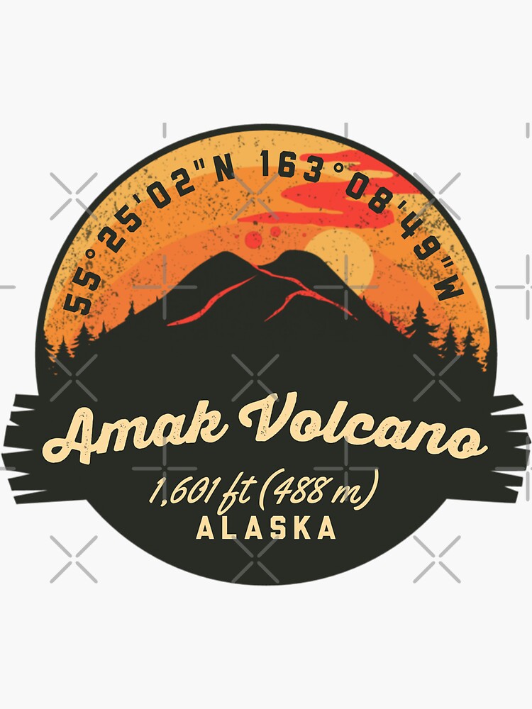 "Amak Volcano Souvenir Badge Alaska" Sticker for Sale by mountainfad ...