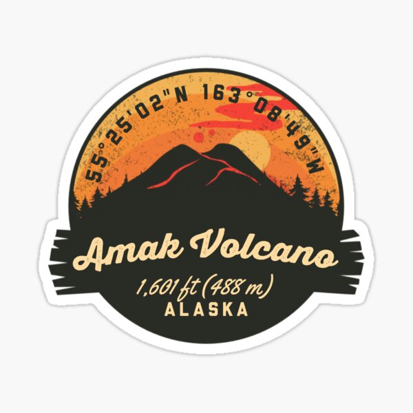"Amak Volcano Souvenir Badge Alaska" Sticker for Sale by mountainfad ...
