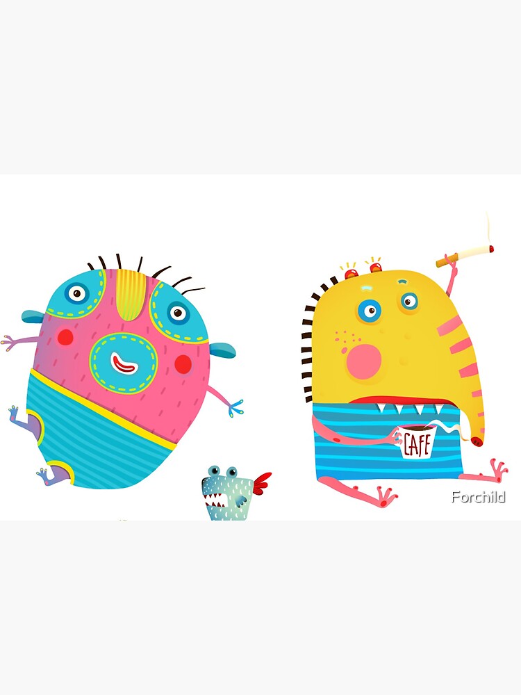 "Friendly Monsters Nr4" Sticker for Sale by Forchild | Redbubble