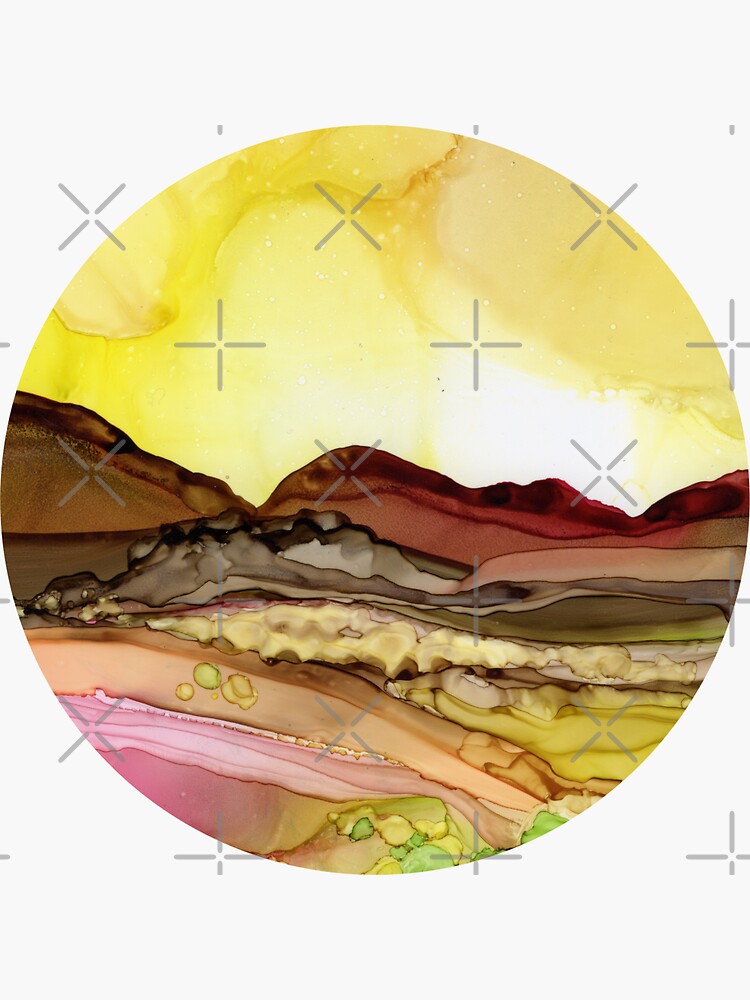 "Planet Fria - alcohol ink abstract landscape painting" Sticker for ...