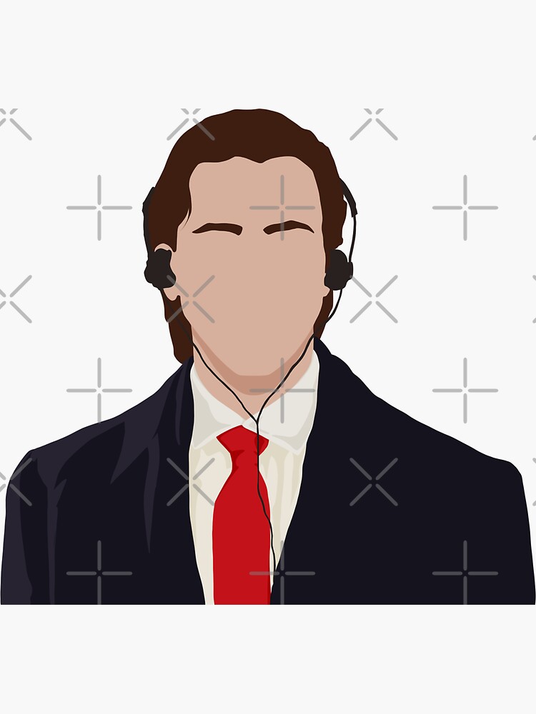 "Batrick Bateman in Headphones - American Psycho" Sticker for Sale by ...