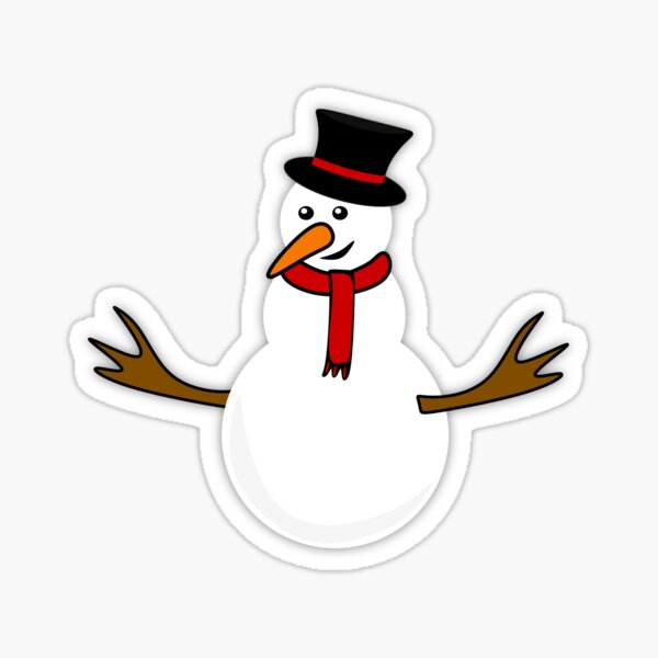 "Snowman Wearing Black Hat Design" Sticker for Sale by DesignDrawn ...