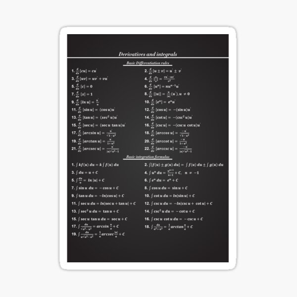 "Derivatives And Integrals" Sticker for Sale by ScienceCorner | Redbubble