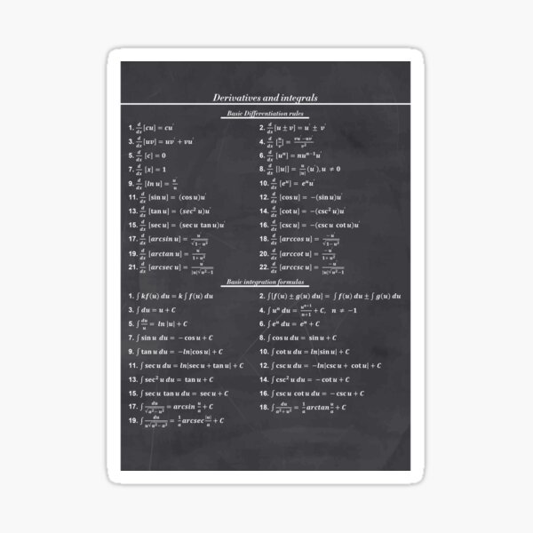 "Derivatives And Integrals" Sticker for Sale by ScienceCorner | Redbubble