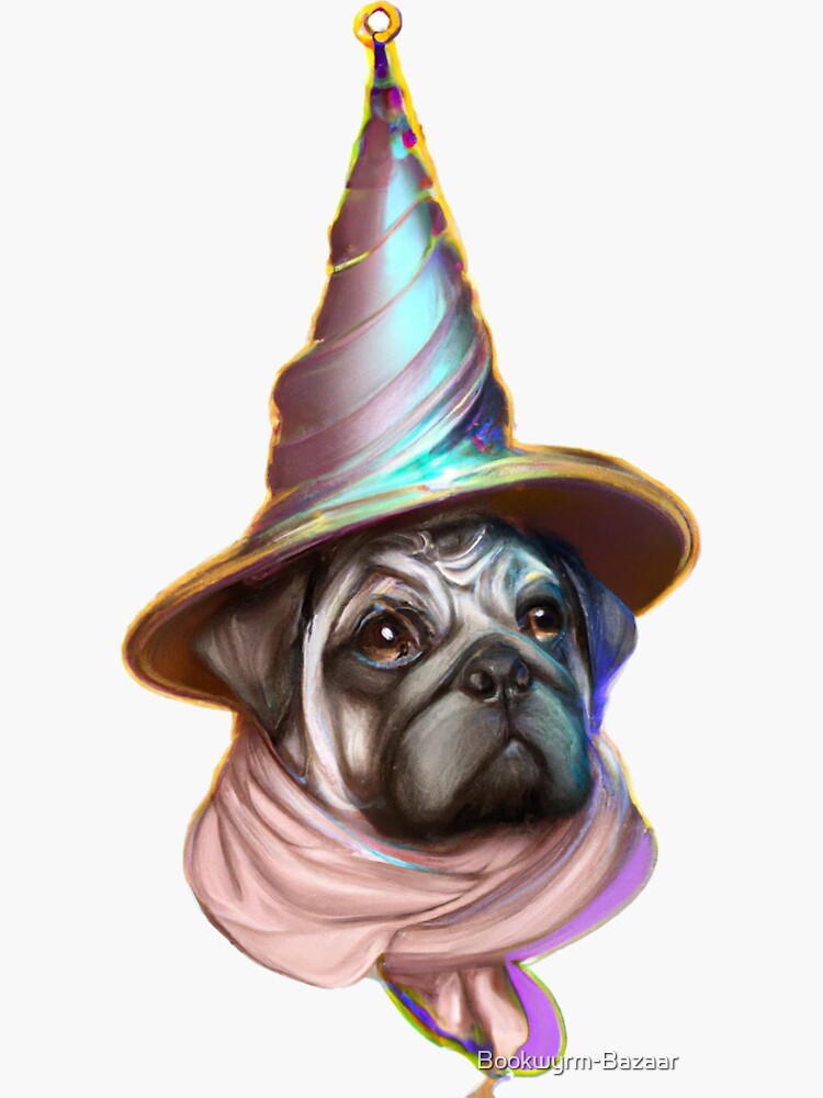 "Pug Wizard- Halloween Costume, D20 Adventurer Art" Sticker for Sale by ...