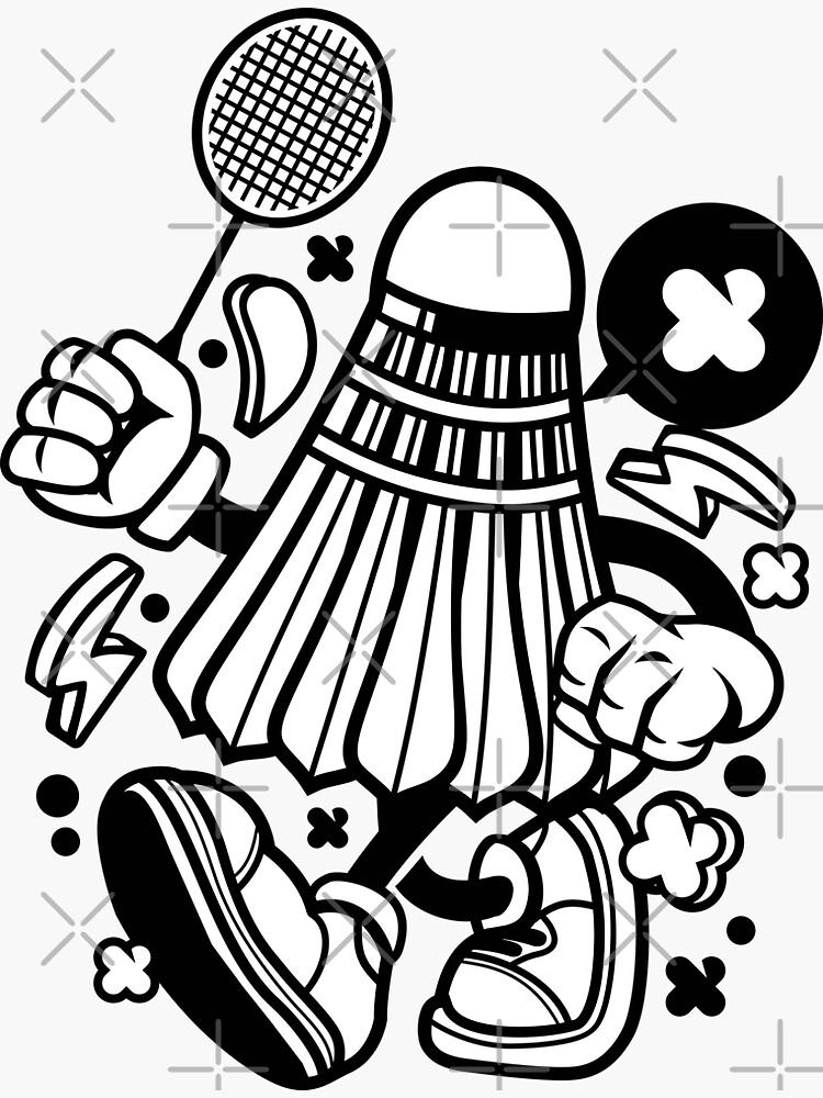 "Badminton Shuttlecock Holding Racket" Sticker for Sale by Ayian ...