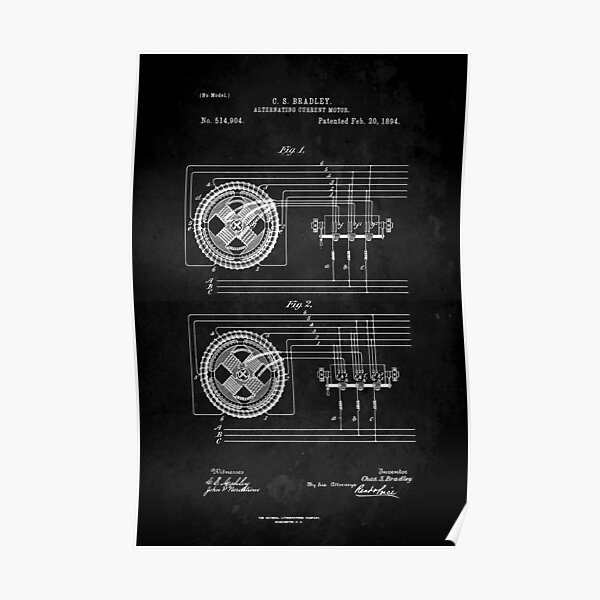 " Alternating Current Motor - Electric Motor on Chalkboard" Poster for ...