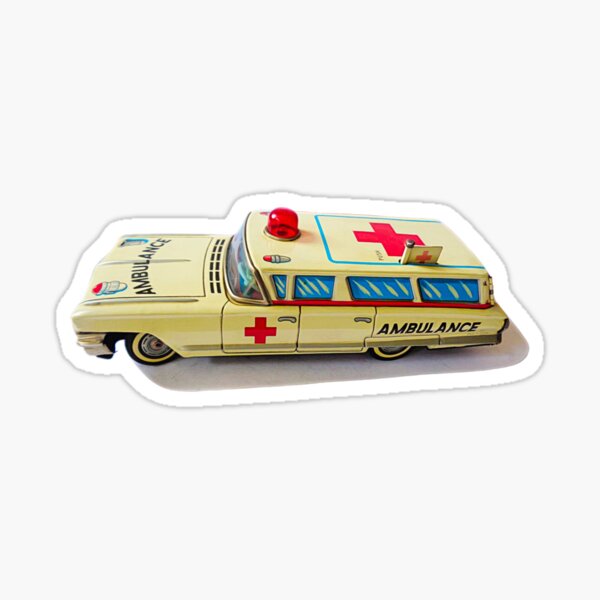 "AMBULANCE CAR TIN TOY PRINTS/STICKERS/ETC" Sticker for Sale by Michael ...