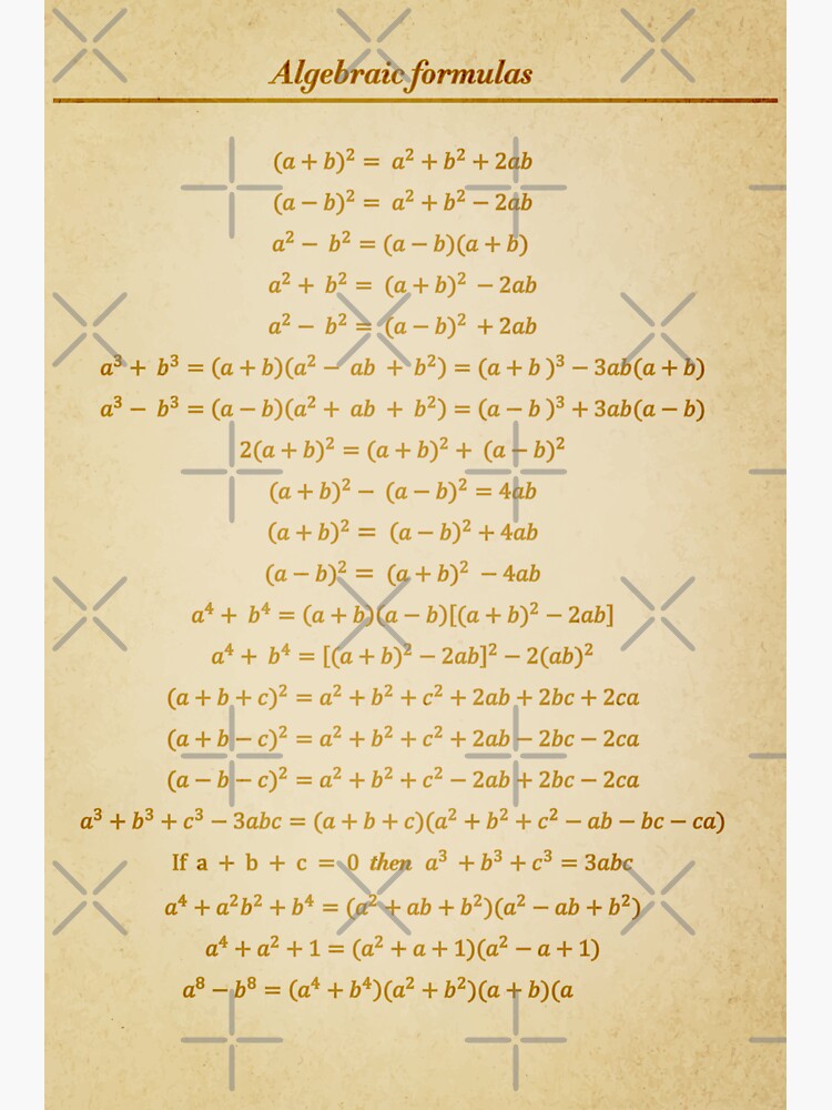 "Algebraic Formulas" Sticker for Sale by ScienceCorner | Redbubble