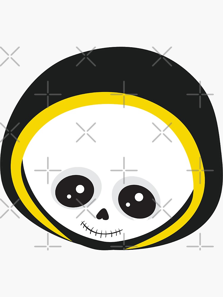 "Halloween Cartoon Ghost With Sewn Lips Wearing A Black Hood" Sticker ...