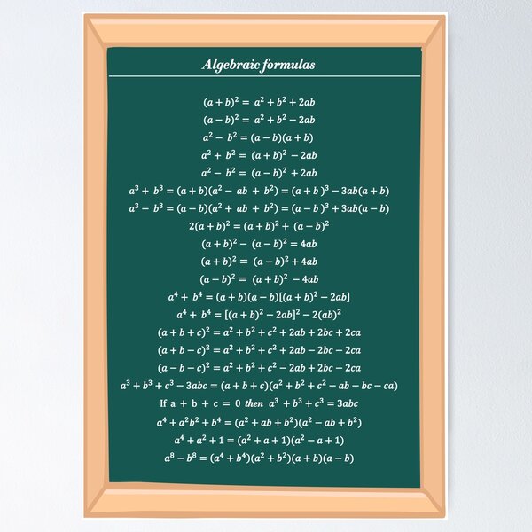 "Algebraic Formulas" Poster for Sale by ScienceCorner | Redbubble
