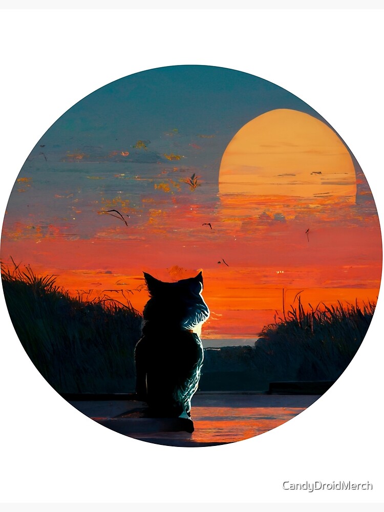 "Cute Cat Watching Sunset Artistic Design" Poster for Sale by ...