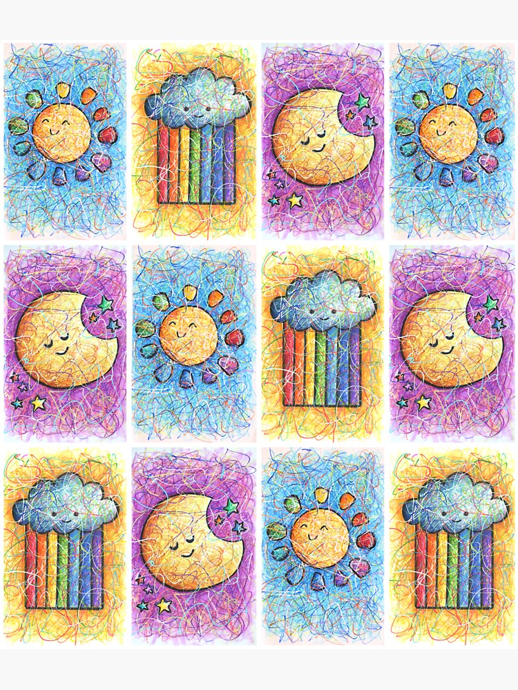 "Nursery Weather Repeating Pattern - Sun, Moon and Rainbow Cloud ...