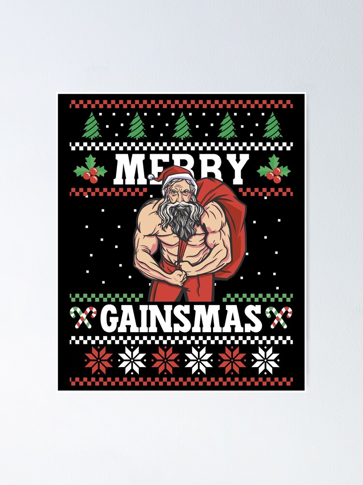 "Merry Gainsmas Santa Claus Bodybuilder Deadlift" Poster for Sale by ...