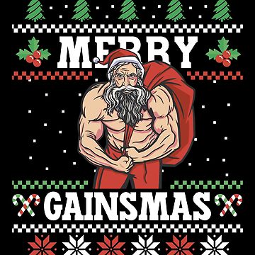 "Merry Gainsmas Santa Claus Bodybuilder Deadlift" Art Board Print for ...
