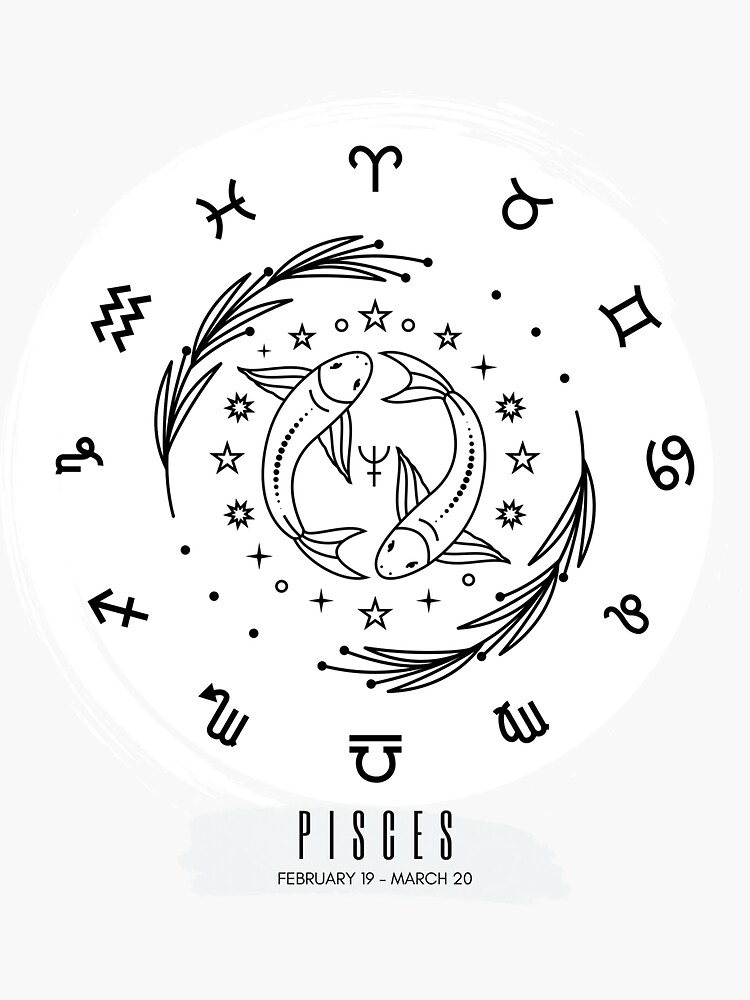 "Pisces Zodiac Chart Illustration" Sticker for Sale by Spiritualista ...
