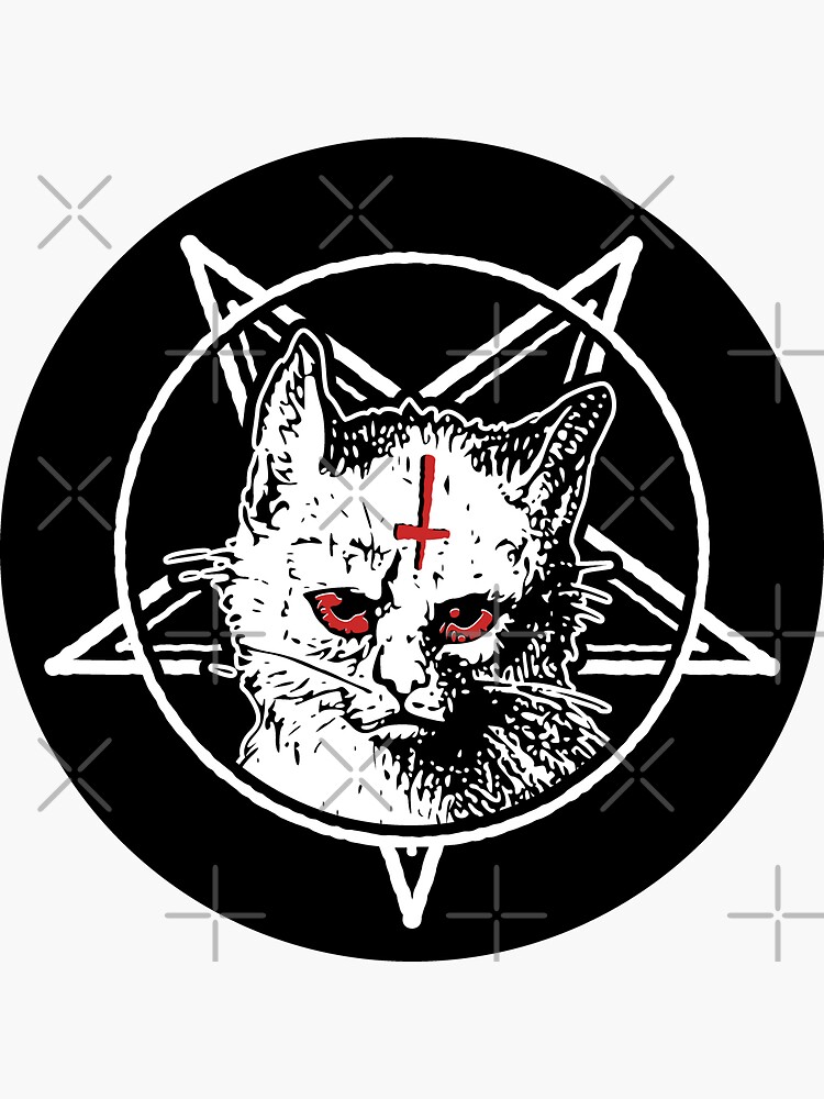 "Dark Goth Cat with Pentagram Occult" Sticker for Sale by tldeutsch ...