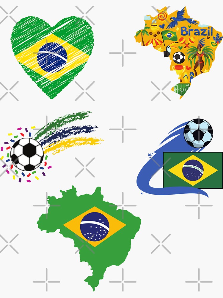 "Colorful Brazilian Flag Sticker Pack- World Cup 2022 Soccer " Sticker ...