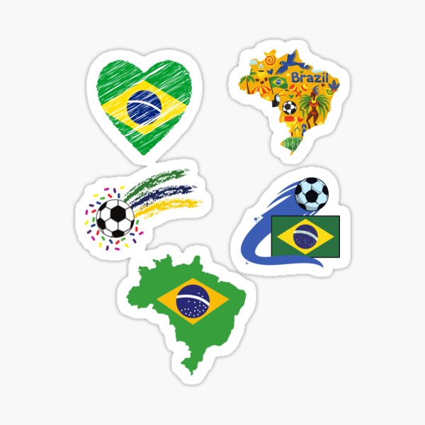 "Colorful Brazilian Flag Sticker Pack- World Cup 2022 Soccer " Sticker ...