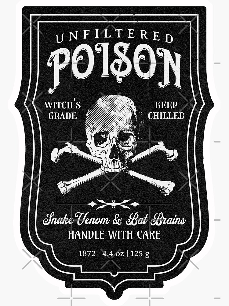 "Unfiltered Poison Tattoo Style Skull Gothic Design" Sticker for Sale ...