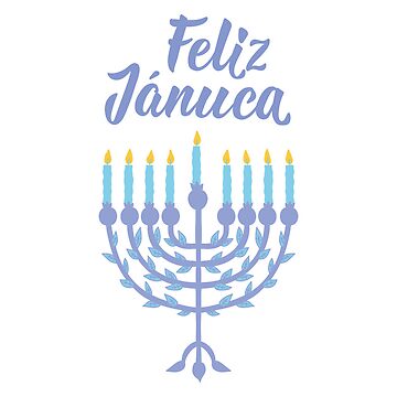 "Feliz Jánuca. Happy Hanukkah - Spanish text. Lettering." Greeting Card ...