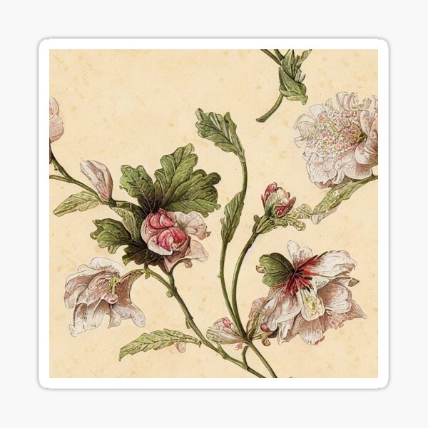 "Vintage Peach and Pink Romantic Floral" Sticker for Sale by ...
