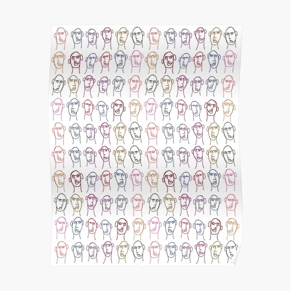 "Multicolour Line Drawing Faces" Poster for Sale by juxtapositionuk ...