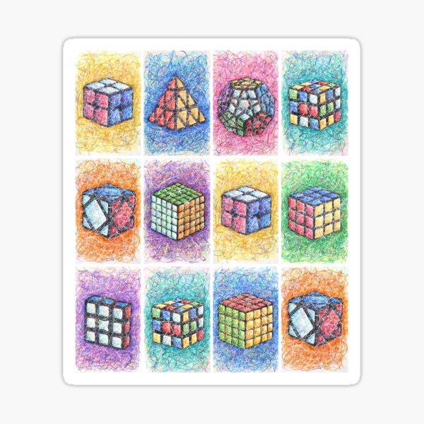 "Rubik's Cube Collection" Sticker for Sale by kitslam | Redbubble