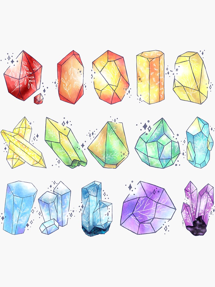 "Rainbow Crystal Watercolor Illustration" Sticker for Sale by ...