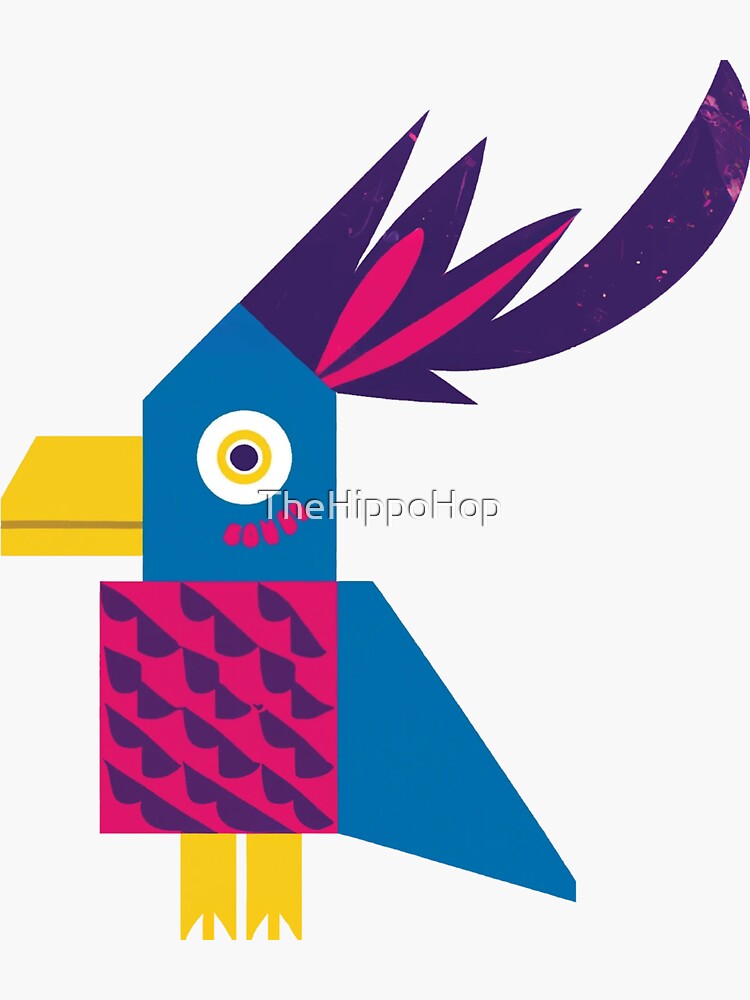 "Pam the parrot - fun and cute geometric animal design " Sticker for ...
