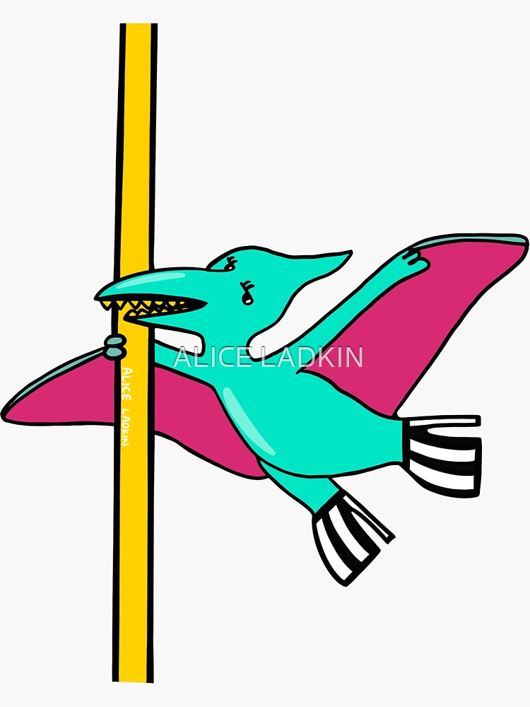 "Pole Dancing Dinosaur" Sticker for Sale by aliceladkin | Redbubble
