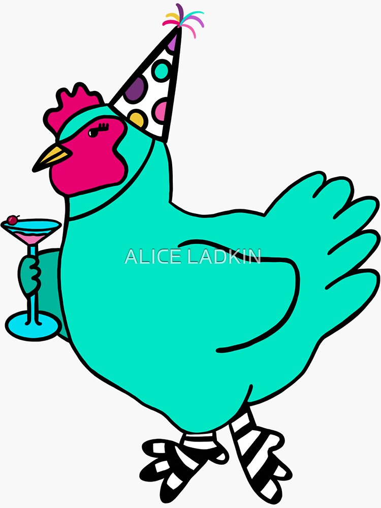 "Party Chicken" Sticker for Sale by aliceladkin | Redbubble