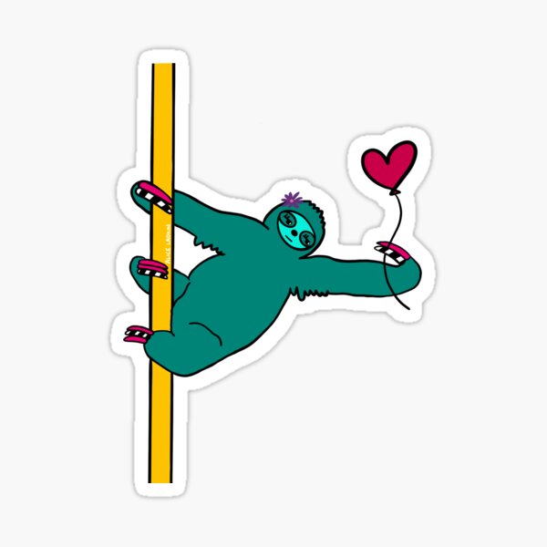 "Pole Dancing Sloth With a Love Balloon" Sticker for Sale by ...