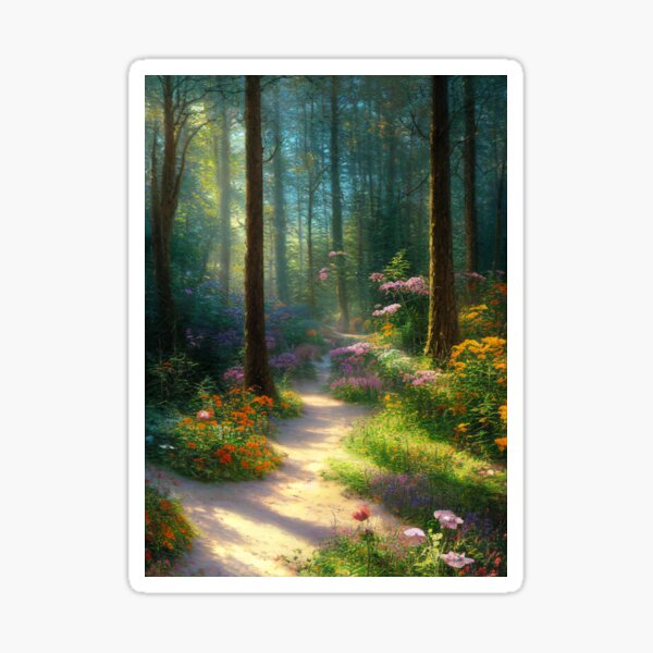 "A forest path with wildflowers" Sticker for Sale by JoepshLSio | Redbubble