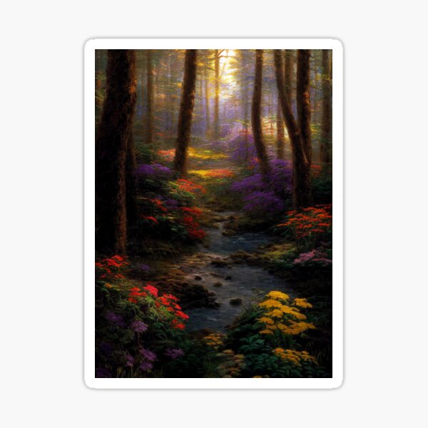 "A forest path with wildflowers" Sticker for Sale by JoepshLSio | Redbubble