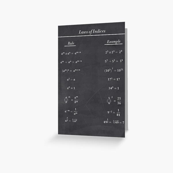 "Formula Of Indices" Greeting Card for Sale by ScienceCorner | Redbubble