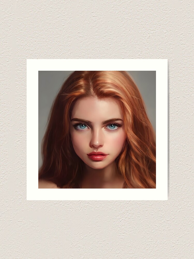 "Cute Girl Portrait Blue Eyes Red Hair. Portraits Collection. " Art ...