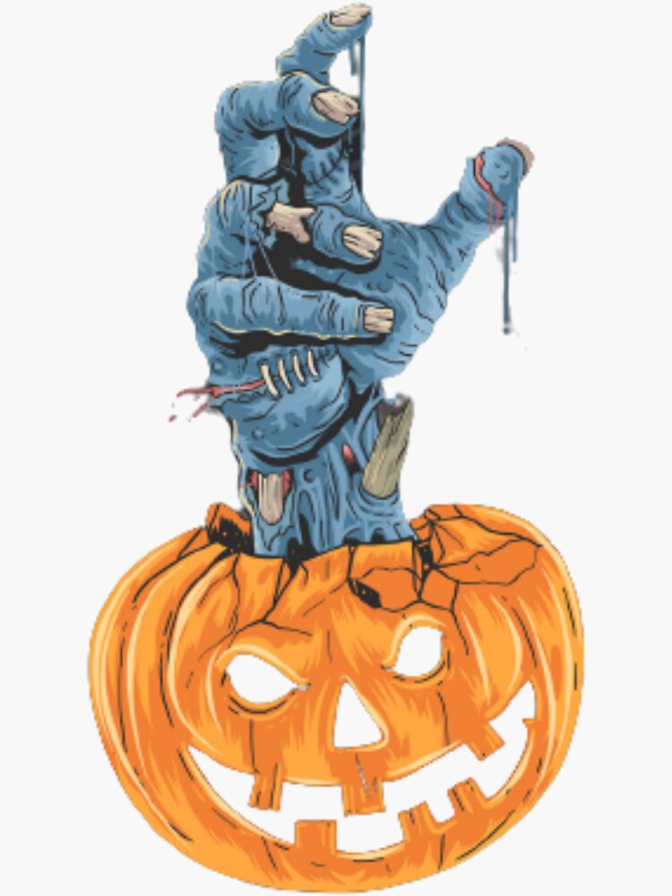 "Halloween Scary Evil Pumpkin Funny Pumpkin Head" Sticker for Sale by ...