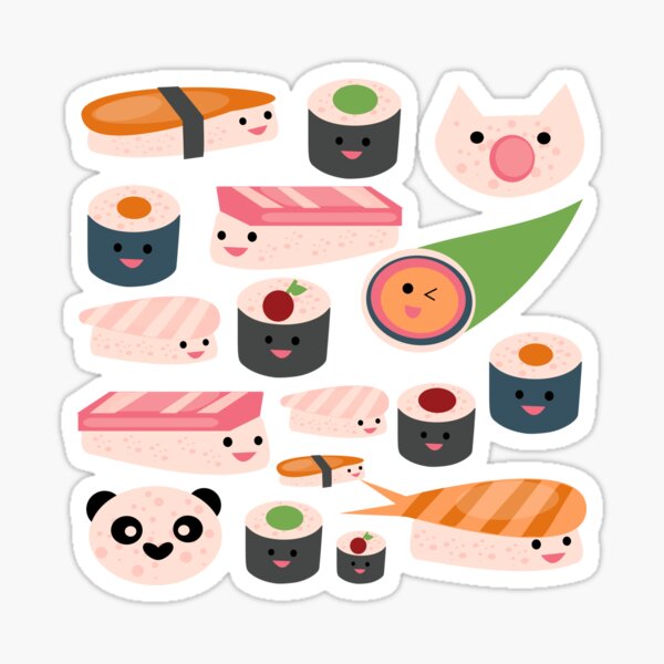 Paper Green Sushi Sticker Kawaii Sticker Food Sticker Stickers Stickers ...