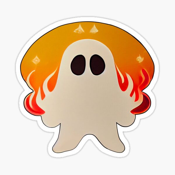"Ghostie Posing as a Flame Spirit" Sticker for Sale by TheFoxyWolfShop ...