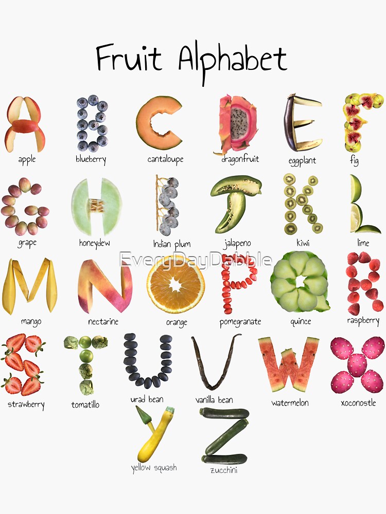 "Fruit Alphabet with Capital Letters | Colorful Food alphabet for kids ...