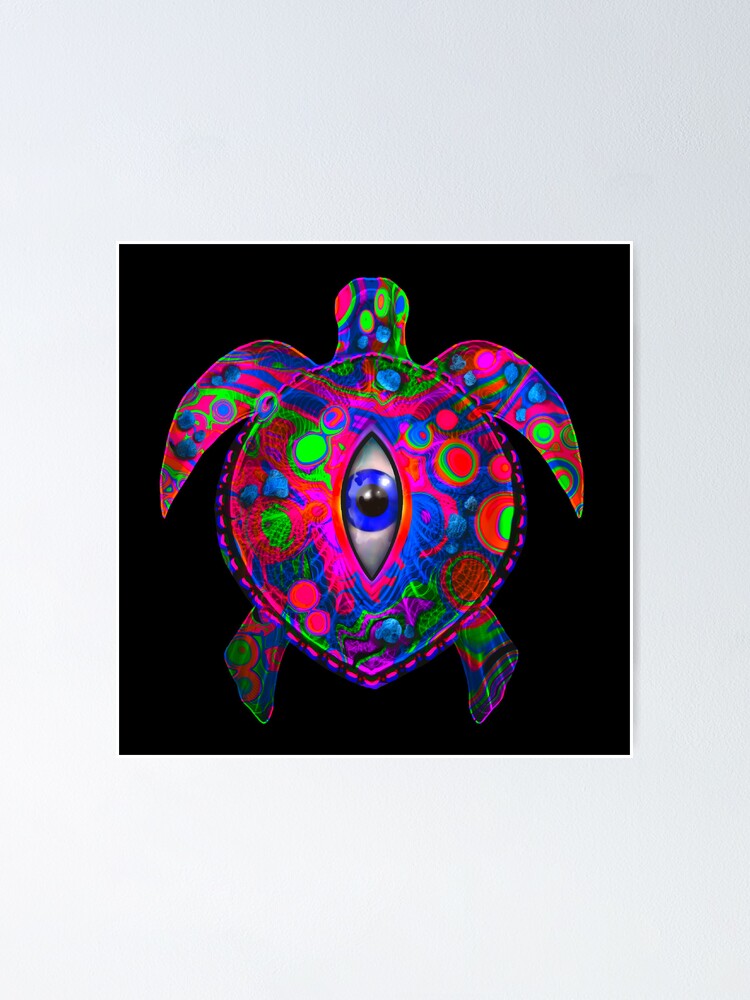 "Psychedelic sea turtle - trippy visionary turtle" Poster for Sale by FreckleFairyArt | Redbubble