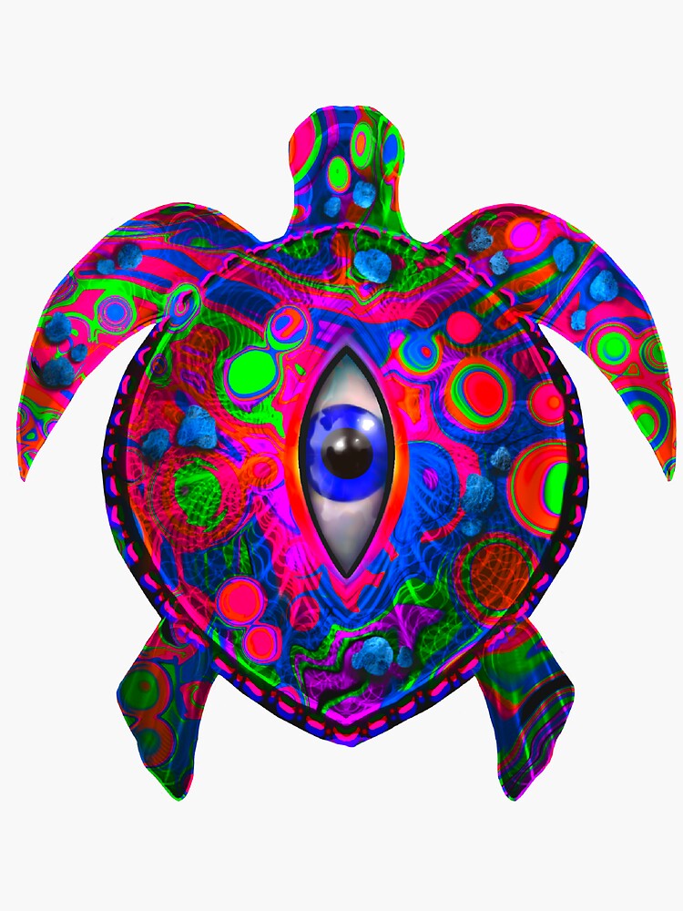 "Psychedelic sea turtle - trippy visionary turtle" Sticker for Sale by ...