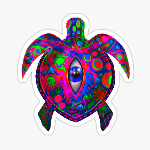 "Psychedelic sea turtle - trippy visionary turtle" Sticker for Sale by ...