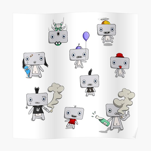 "Square Heads" Poster for Sale by furyartstory | Redbubble