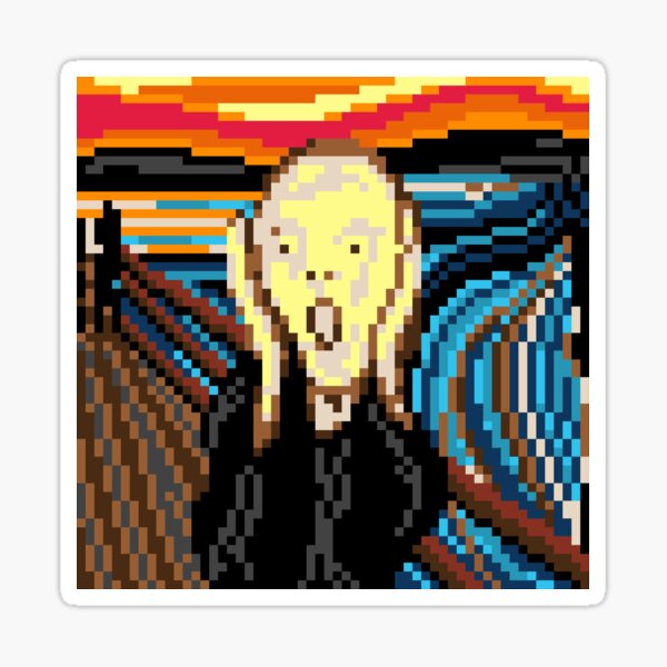 "The Scream Pixel Art" Sticker for Sale by bleachonthbeach | Redbubble