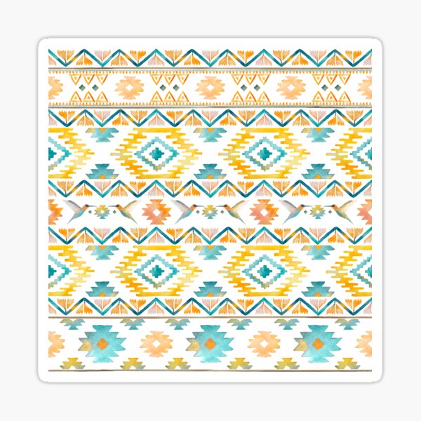 "Western Navajo Inspired Pattern With Hummingbird Accent" Sticker for ...