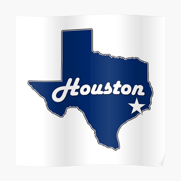 "Houston Texas Navy Blue Lone Star State Map Texan" Poster for Sale by ...