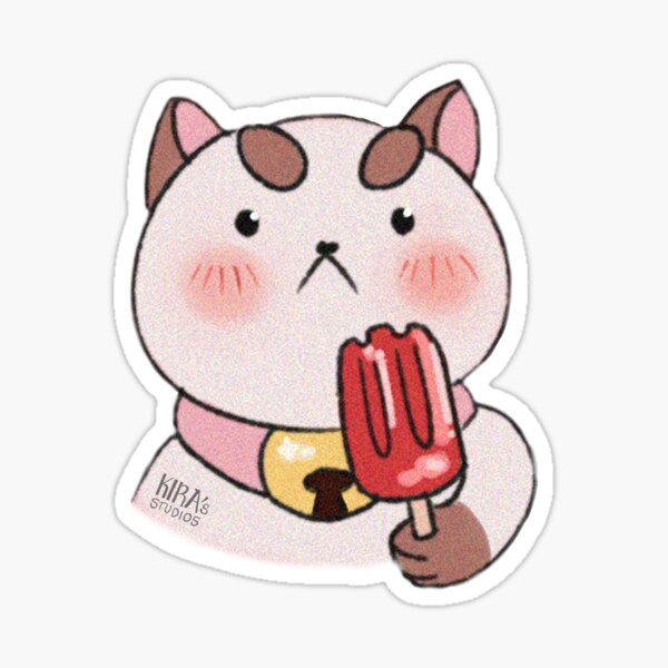 "Puppycat with Popsicle" Sticker for Sale by KirasStudios | Redbubble